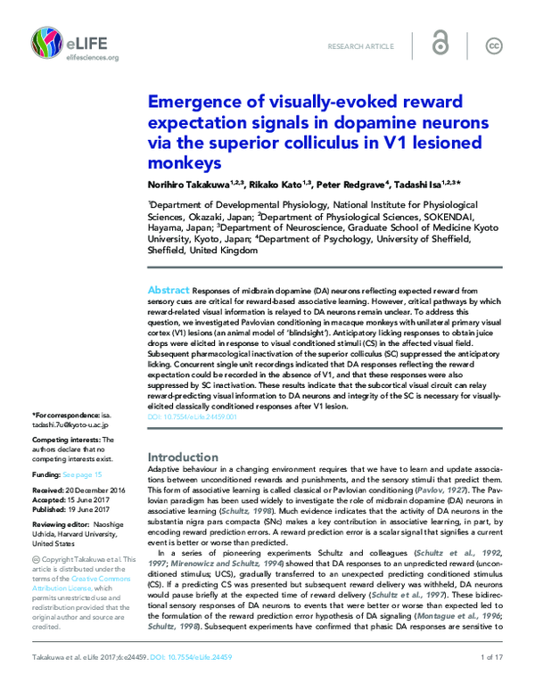 (PDF) Emergence of visually-evoked reward expectation signals in ...