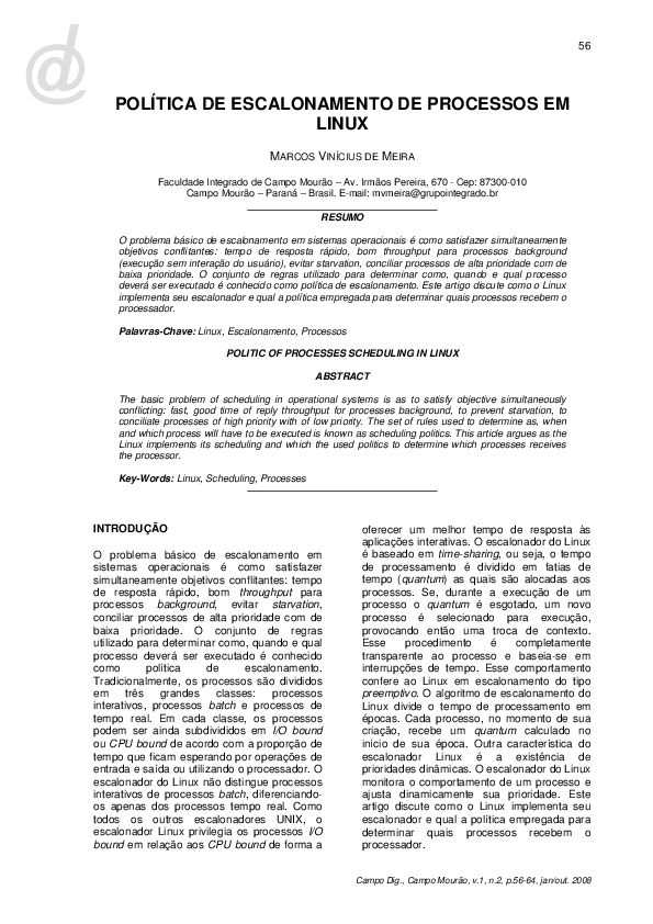 (PDF) Politica De Escalonamento De Processos Em Linux