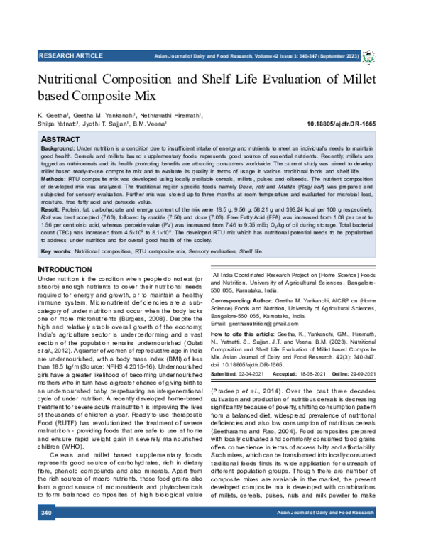 (PDF) Nutritional Composition and Shelf Life Evaluation of Millet based ...
