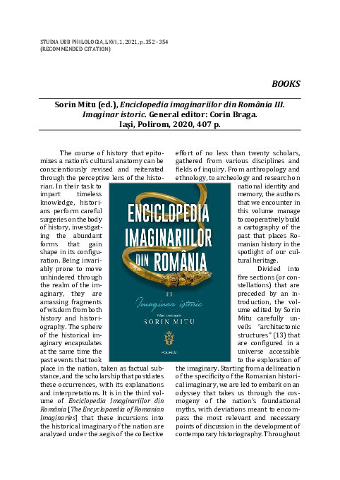 (PDF) SORIN MITU (ED.), ENCICLOPEDIA IMAGINARIILOR DIN ROMÂNIA III ...