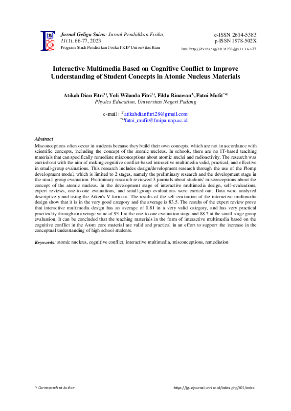 (PDF) Interactive Multimedia Based on Cognitive Conflict to Improve Understanding of Student ...