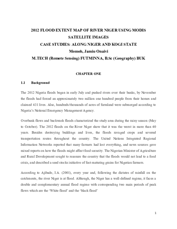 (DOC) 2012 FLOOD EXTENT MAP OF RIVER NIGER USING MODIS SATELLITE IMAGES ...