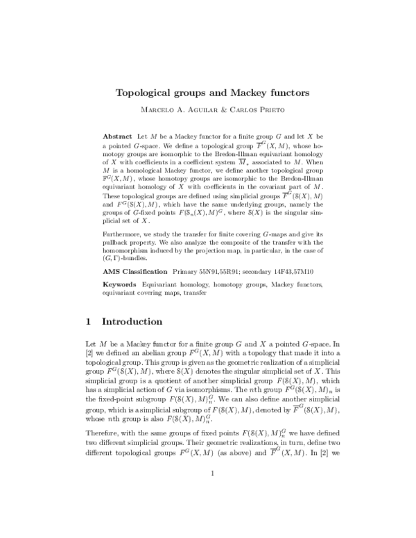 (PDF) Topological groups and Mackey functors | Carlos Martín Prieto - Academia.edu