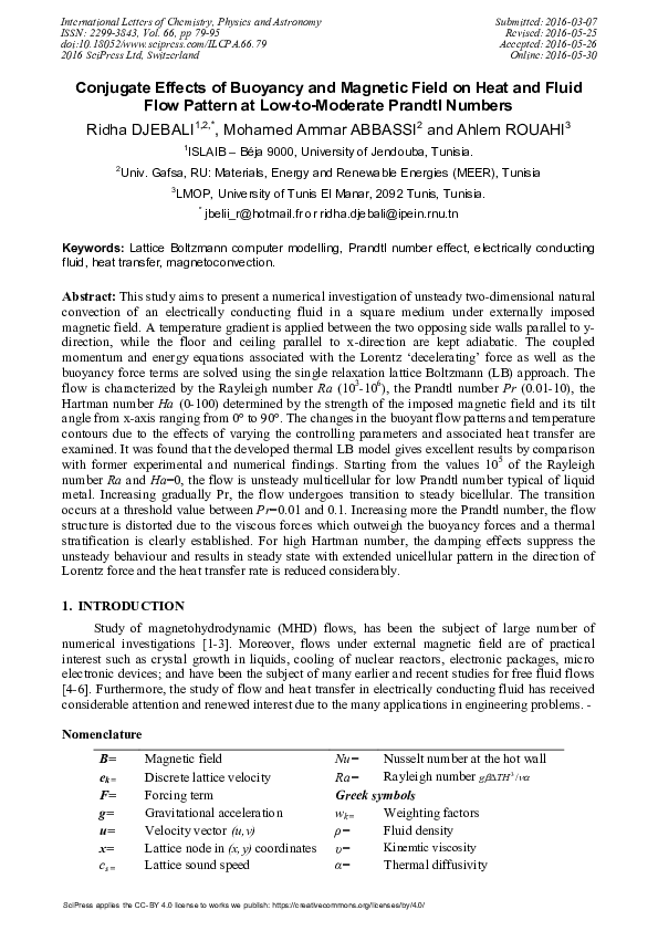 (PDF) Conjugate Effects of Buoyancy and Magnetic Field on Heat and ...