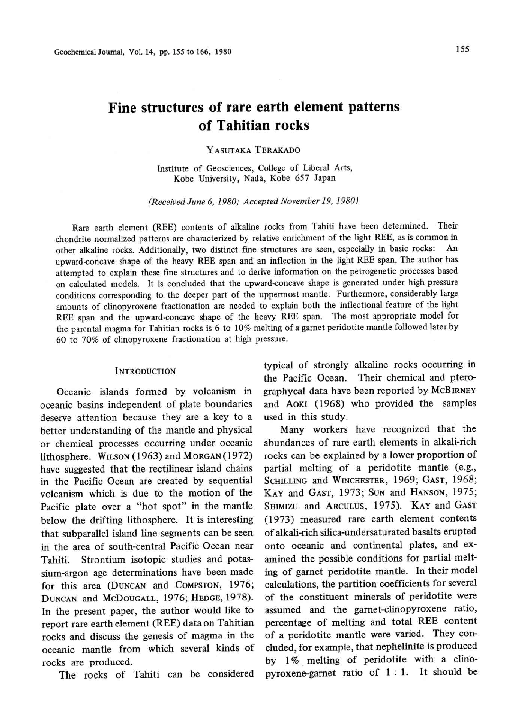 (PDF) Fine structures of rare earth element patterns of Tahitian rocks