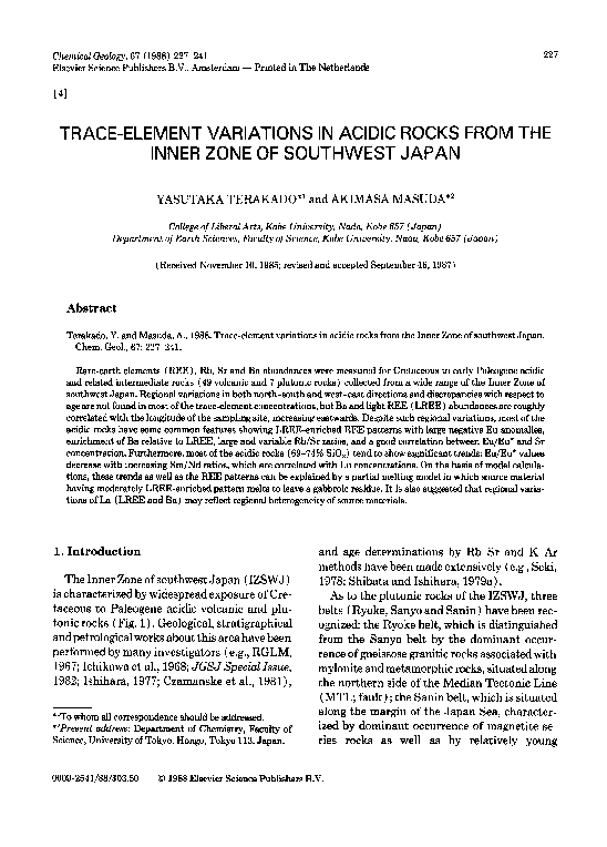 (PDF) Trace-element variations in acidic rocks from the inner Zone of ...