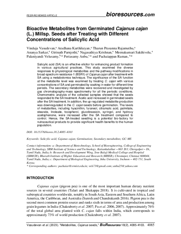 (PDF) Bioactive metabolites from germinated Cajanus cajan (L.) Millsp ...