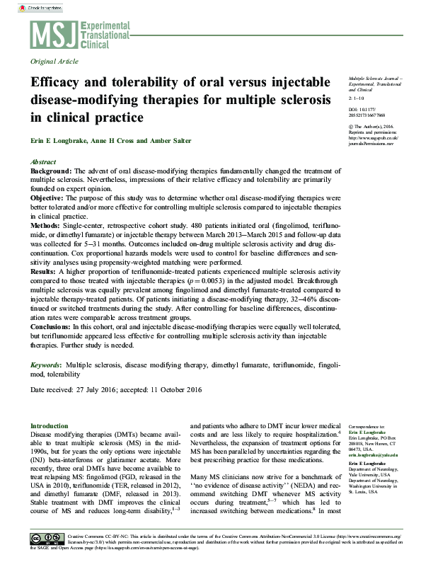 (PDF) Efficacy and tolerability of oral versus injectable disease-modifying therapies for ...