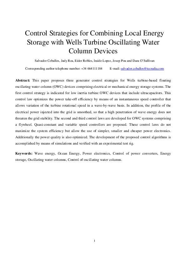 (PDF) Control strategies for combining local energy storage with wells ...
