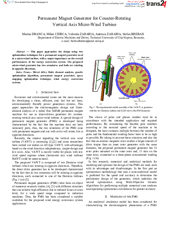 (PDF) Permanent magnet generator for counter-rotating vertical axis ...