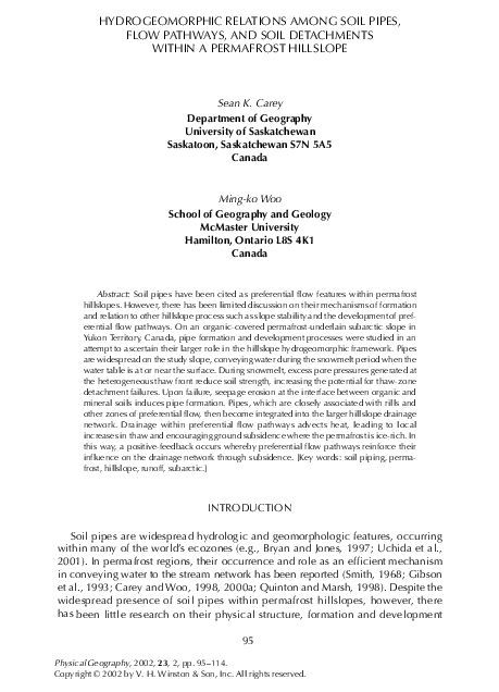 (PDF) Hydrogeomorphic Relations Among Soil Pipes, Flow Pathways, and ...