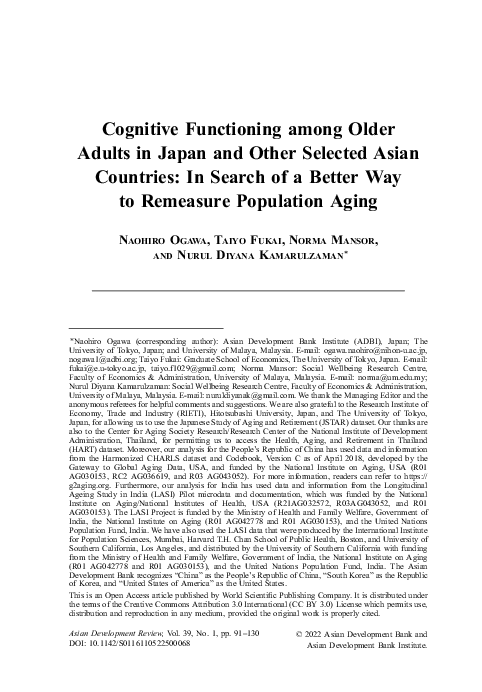 (PDF) Cognitive Functioning among Older Adults in Japan and Other ...
