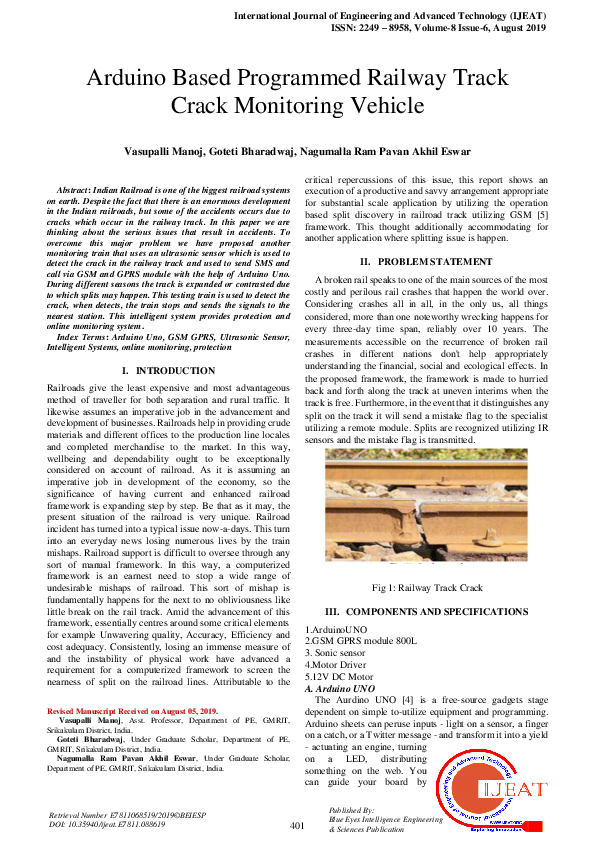 Pdf Arduino Based Programmed Railway Track Crack Monitoring Vehicle