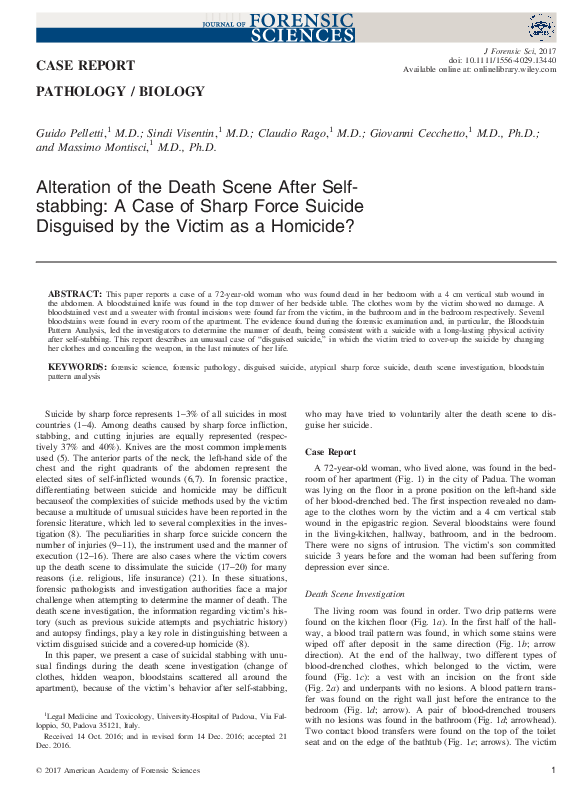 (PDF) Alteration of the Death Scene After Self-stabbing: A Case of ...