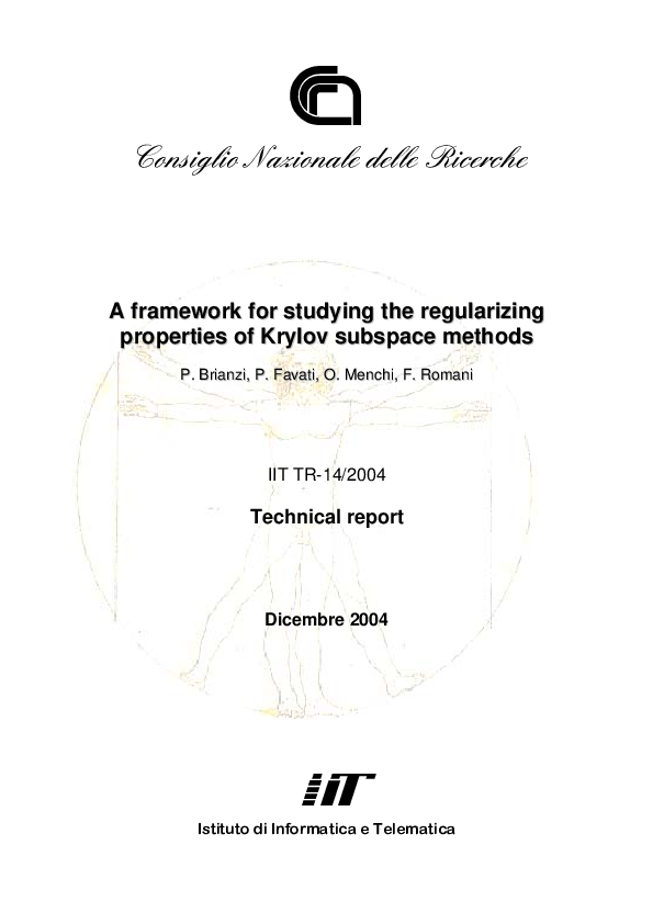 (PDF) A framework for studying the regularizing properties of Krylov subspace methods