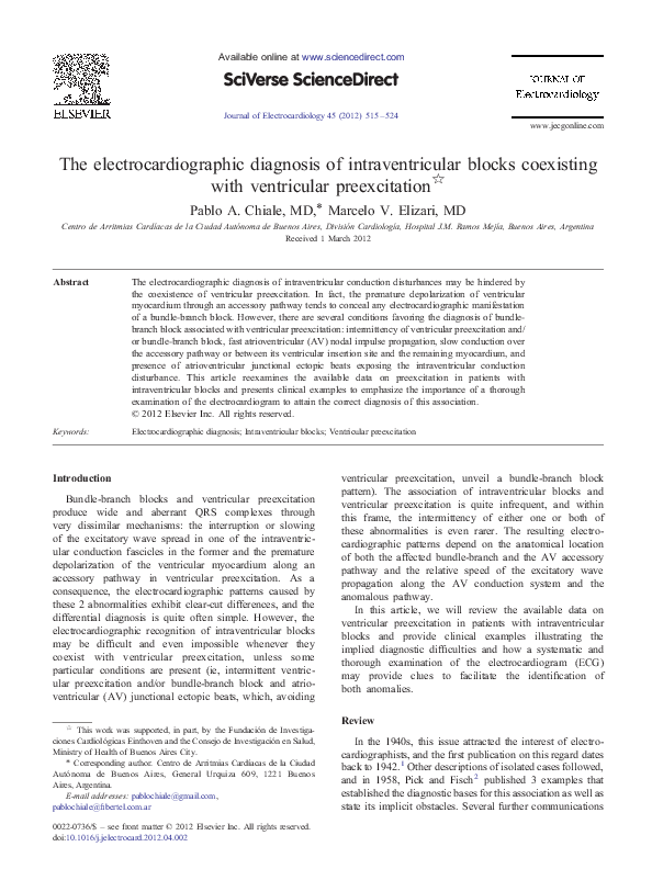 (PDF) The electrocardiographic diagnosis of intraventricular blocks ...