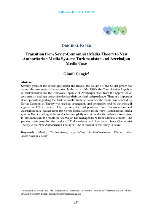 (PDF) Transition from Soviet-Communist Media Theory to New ...