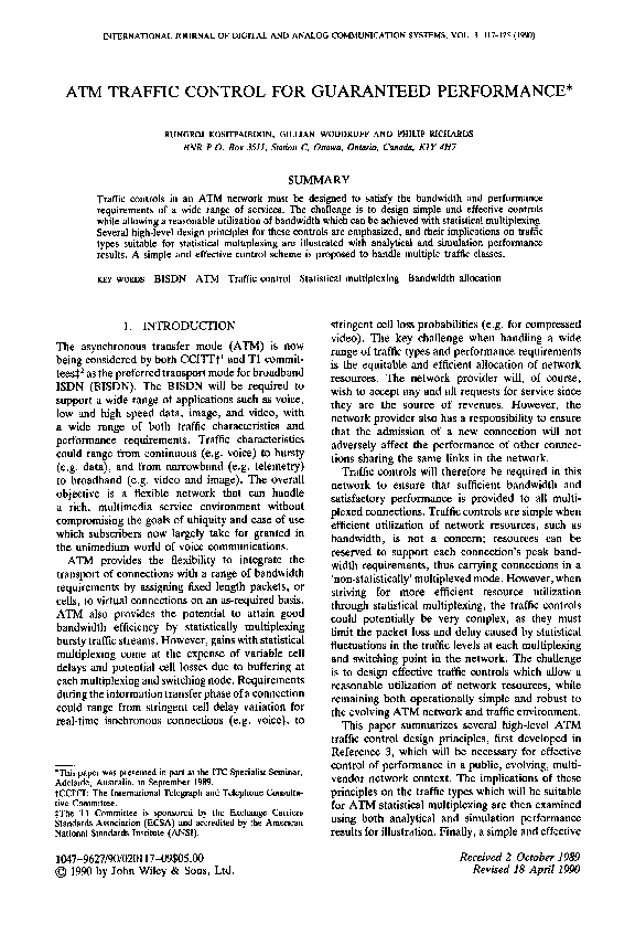 (PDF) ATM traffic control for guaranteed performance