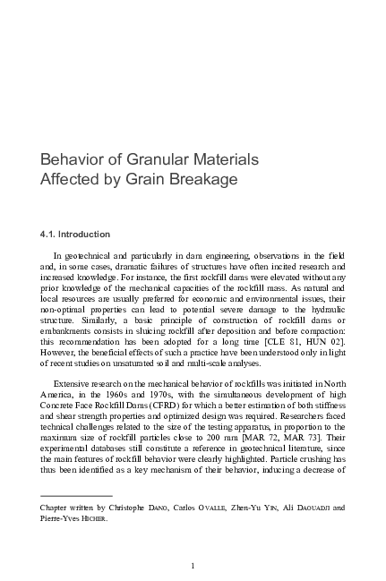 (PDF) Behavior of Granular Materials Affected by Grain Breakage