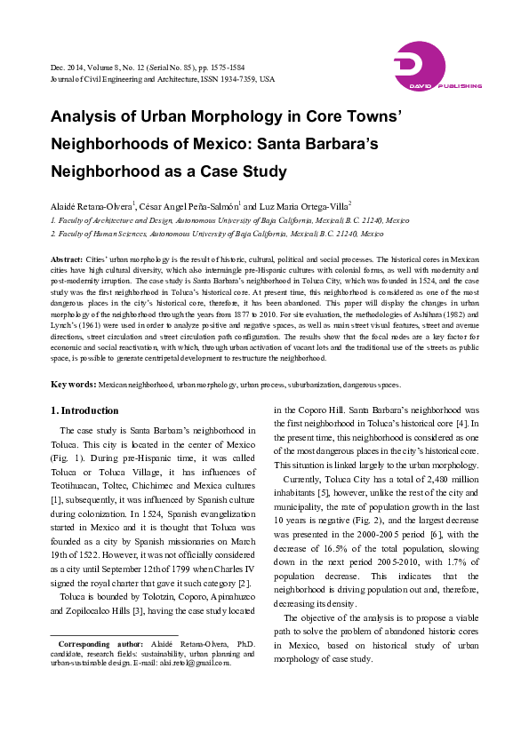 (PDF) Analysis of Urban Morphology in Core Towns’ Neighborhoods of ...