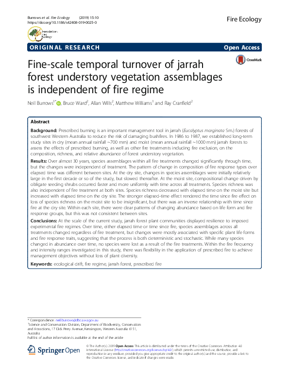 (PDF) Fine-scale temporal turnover of jarrah forest understory ...
