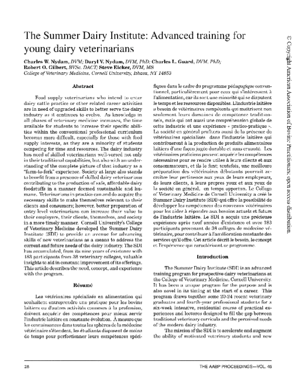 (PDF) The Summer Dairy Institute