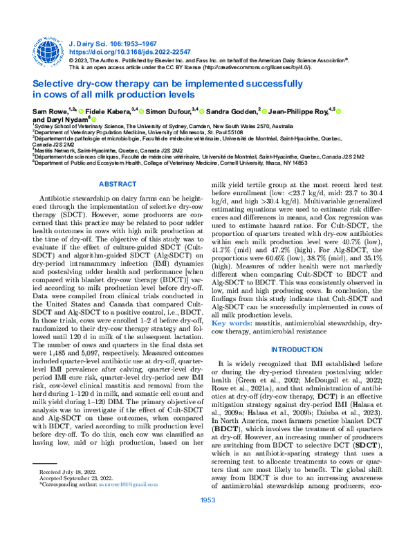 (PDF) Selective dry-cow therapy can be implemented successfully in cows ...