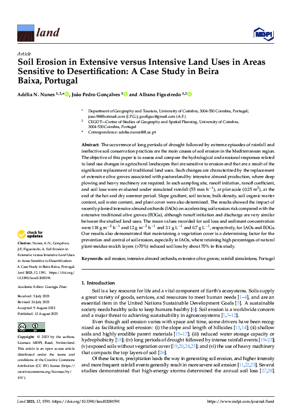 (PDF) Soil Erosion in Extensive versus Intensive Land Uses in Areas ...