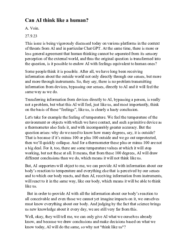 (DOC) Can AI think like a human