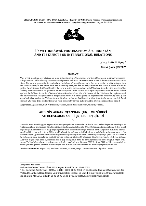 (PDF) US Withdrawal Process From Afghanistan and its Effects on ...