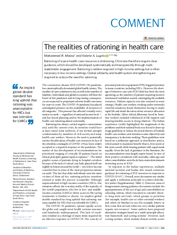 (PDF) The realities of rationing in health care