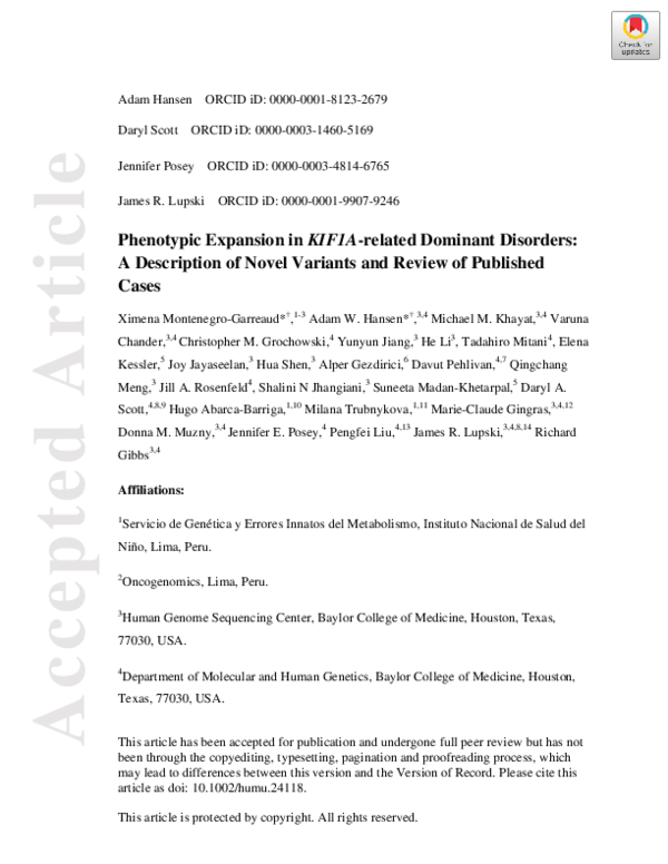 (PDF) Phenotypic expansion in KIF1A ‐related dominant disorders: A description of novel variants ...