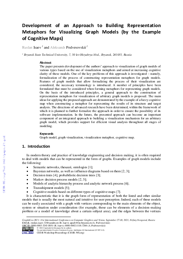 Pdf Development Of An Approach To Building Representation Metaphors For Visualizing Graph