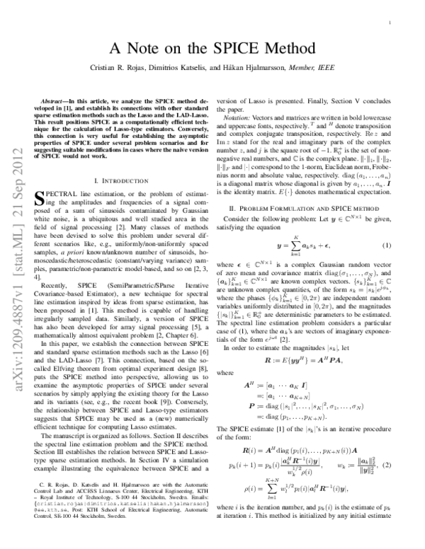 (PDF) A Note on the SPICE Method