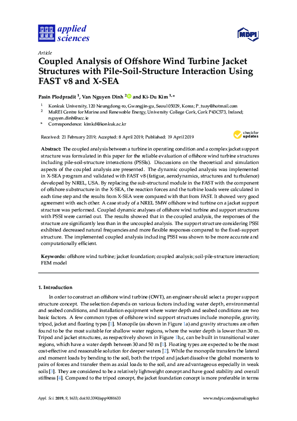 (PDF) Coupled Analysis of Offshore Wind Turbine Jacket Structures with ...