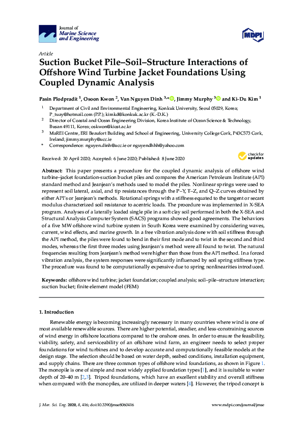 (PDF) Suction Bucket Pile–Soil–Structure Interactions of Offshore Wind Turbine Jacket ...