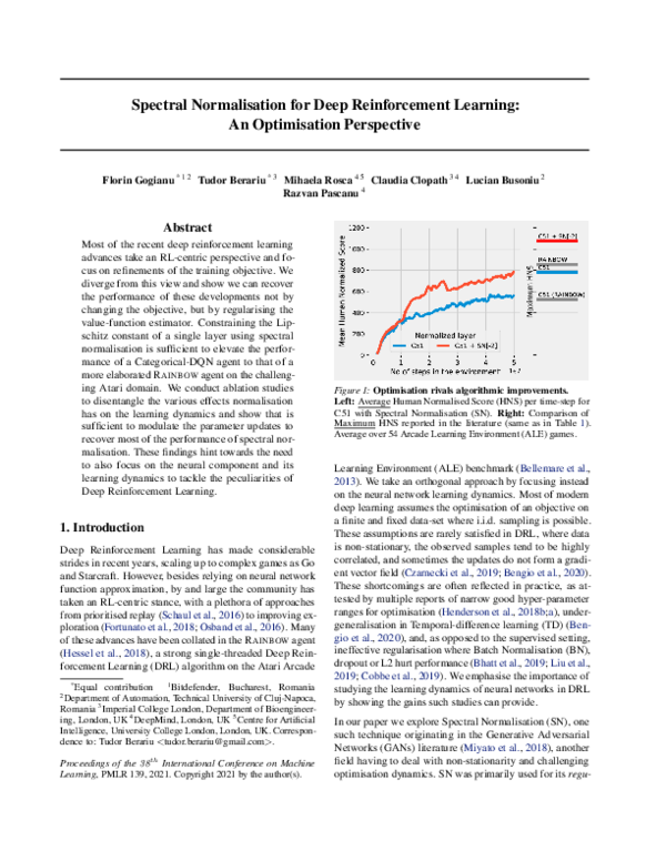 (PDF) Spectral Normalisation for Deep Reinforcement Learning: an Optimisation Perspective