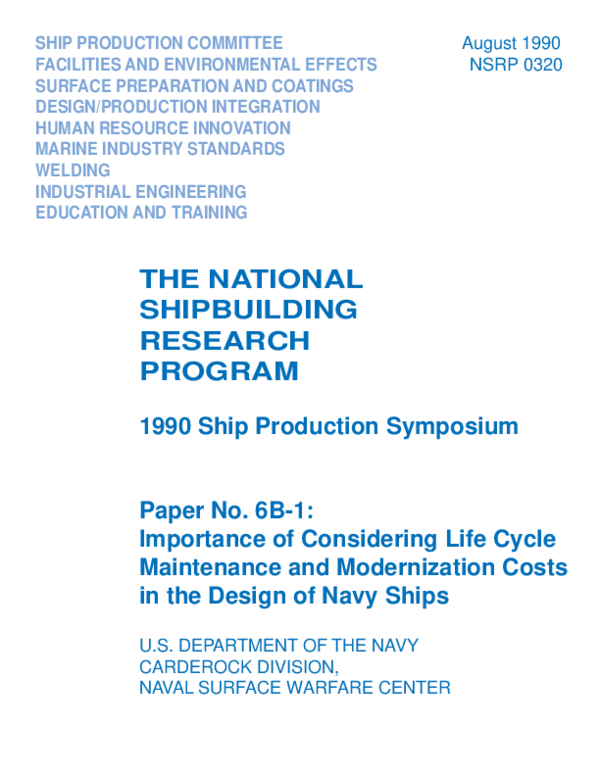(PDF) The National Shipbuilding Research Program, 1990 Ship Production ...