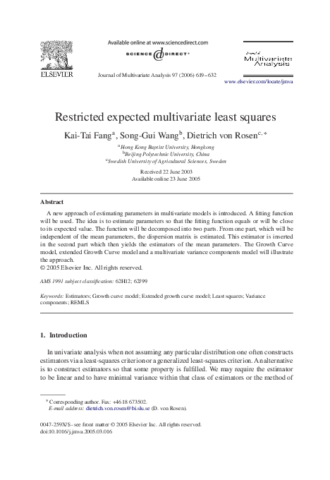 (PDF) Restricted expected multivariate least squares