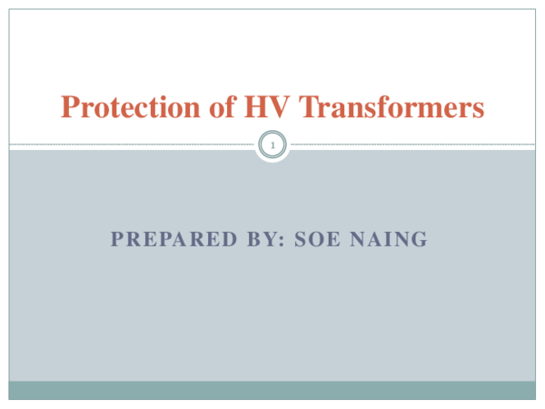 (PDF) Protection of HV Transformers