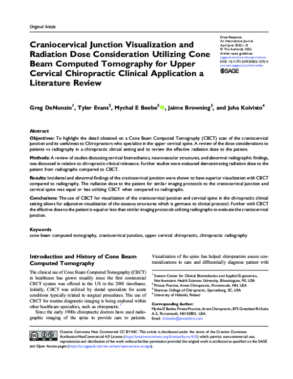 Craniocervical Junction Visualization and Radiation Dose Consideration Utilizing Cone Beam ...