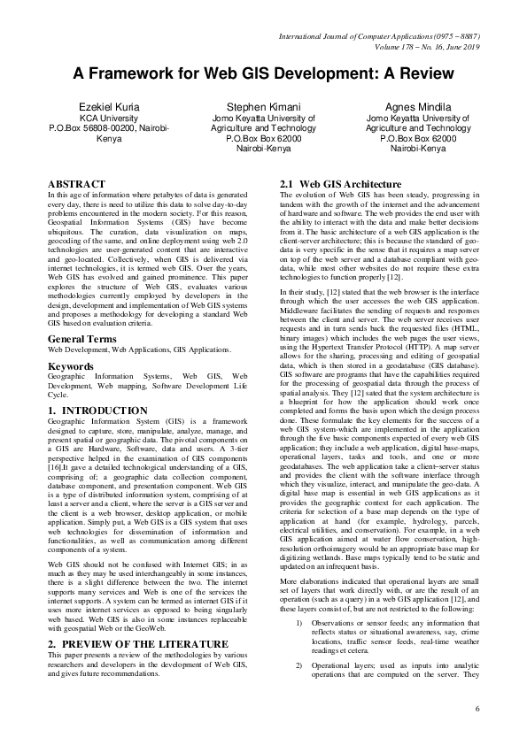 (PDF) A Framework for Web GIS Development: A Review