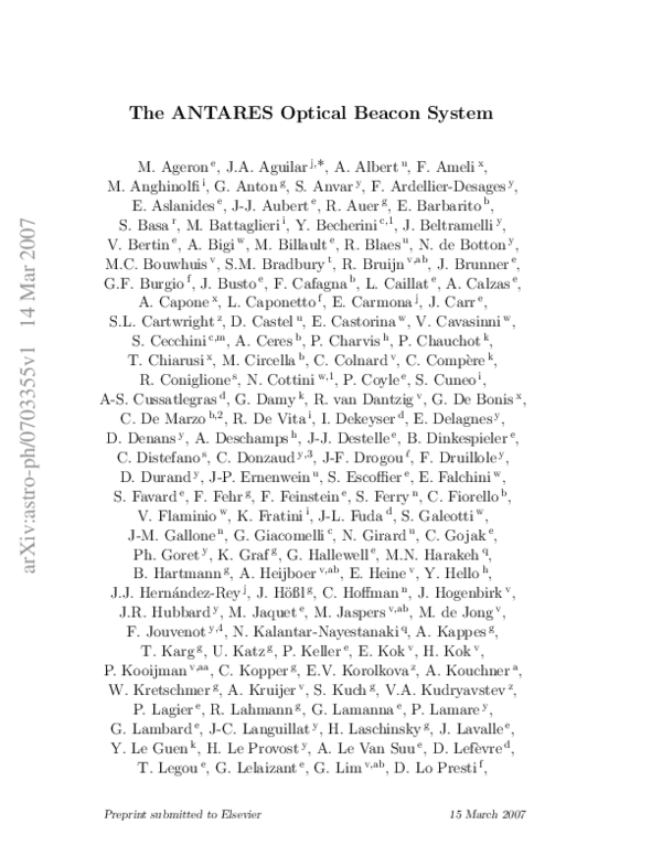 (PDF) The ANTARES optical beacon system | D' Real - Academia.edu