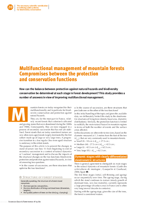(PDF) Multifunctional management of mountain forests - Compromises ...