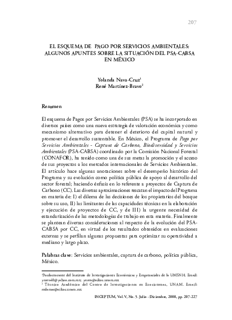 (PDF) EL ESQUEMA DE PAGO POR SERVICIOS AMBIENTALES: ALGUNOS APUNTES ...