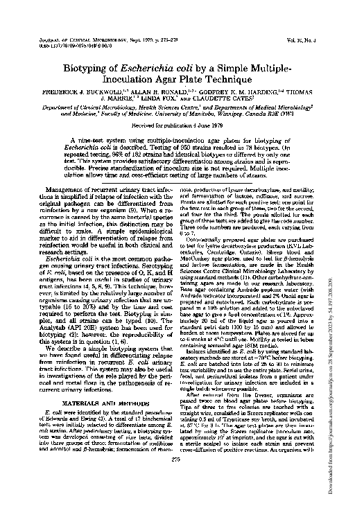 (PDF) Biotyping of Escherichia coli by a simple multiple-inoculation ...