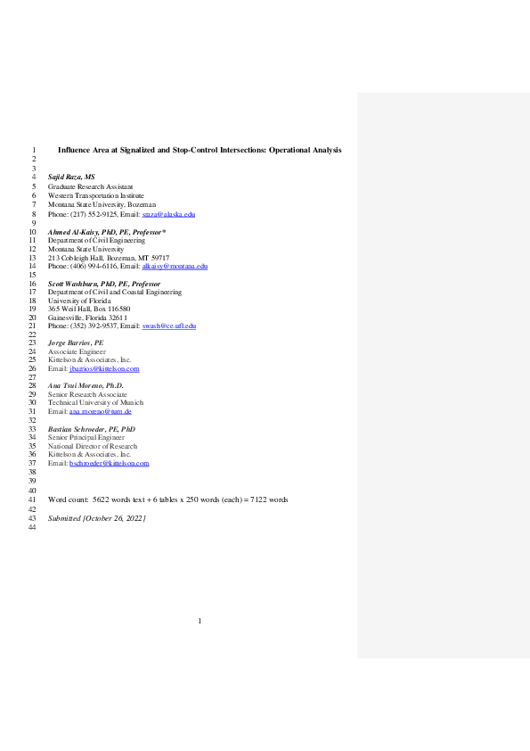(PDF) Influence Area at Signalized and Stop-Control Intersections ...