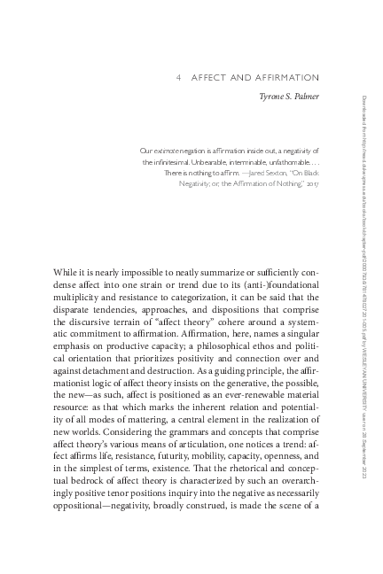 (PDF) Affect and Affirmation