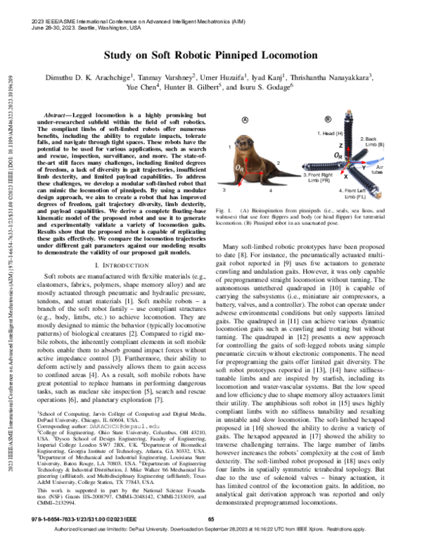 (PDF) Study on Soft Robotic Pinniped Locomotion