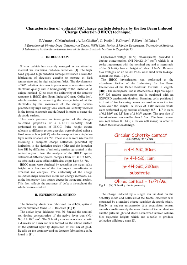 (PDF) Characterisation of epitaxial SiC charge particle detectors by the Ion Beam Induced Charge ...